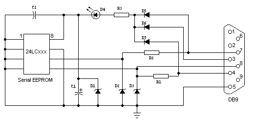 Programador de EEPROM 24Cxx, 24LCxx para puerto serie